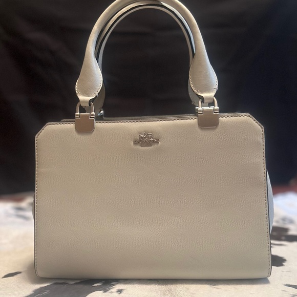 Coach | Bags | Coach Stone White Saffiano Satchel | Poshmark